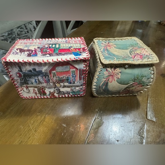 Holiday | Vintage Hand Made Christmas Card Boxes With Winter Scene ...